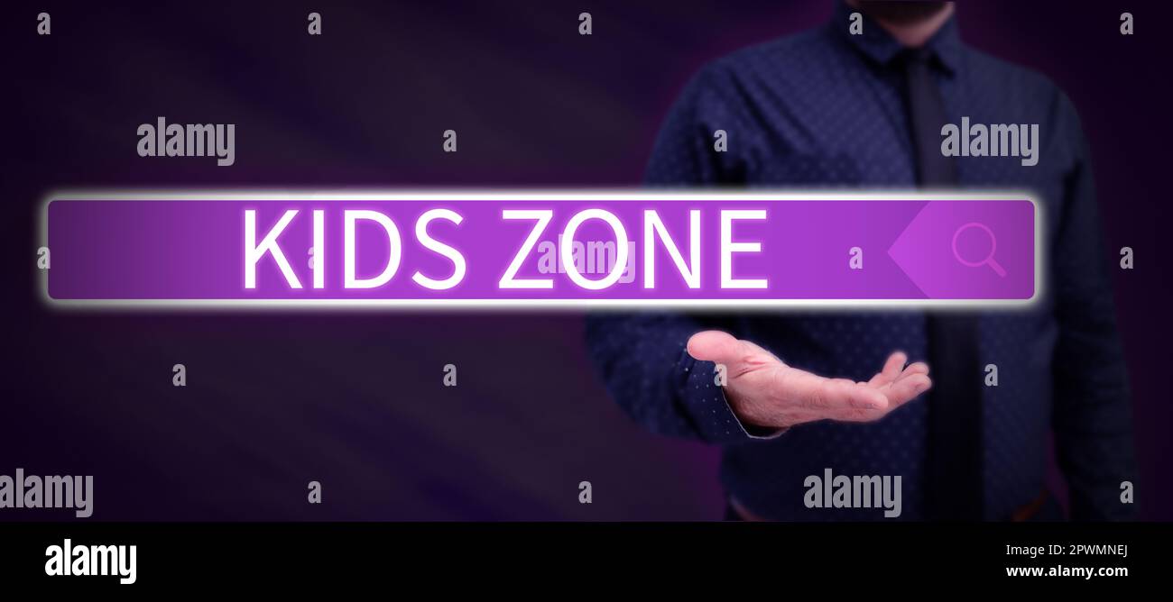 Conceptual display Kids Zone, Word for An area or a region designed to ...