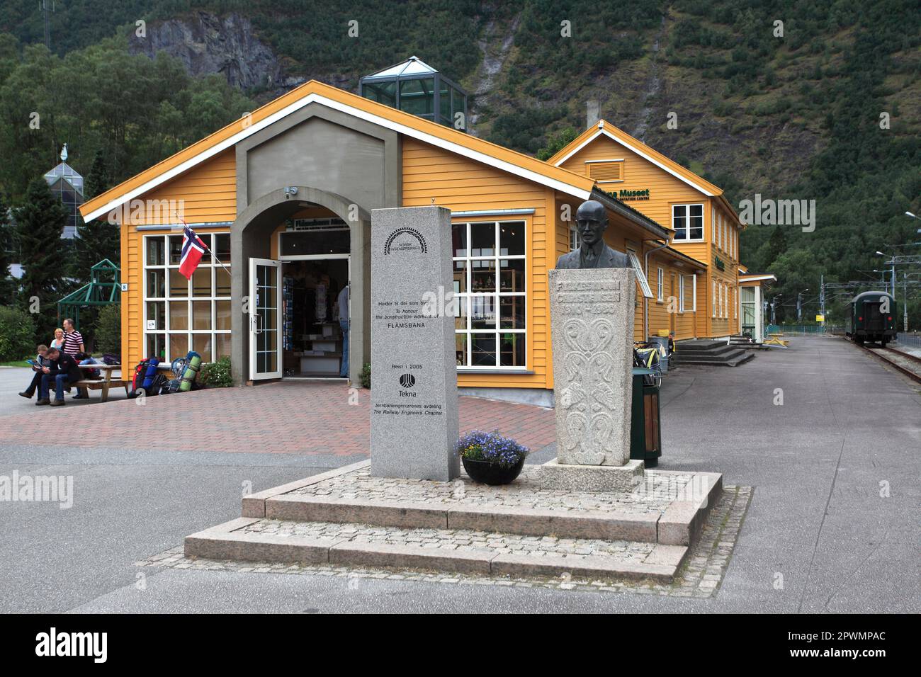 Exerior view of the Flam Railway Museum, Flam town, Flamsdalen Valley, Aurlandsfjorden Fjord ...