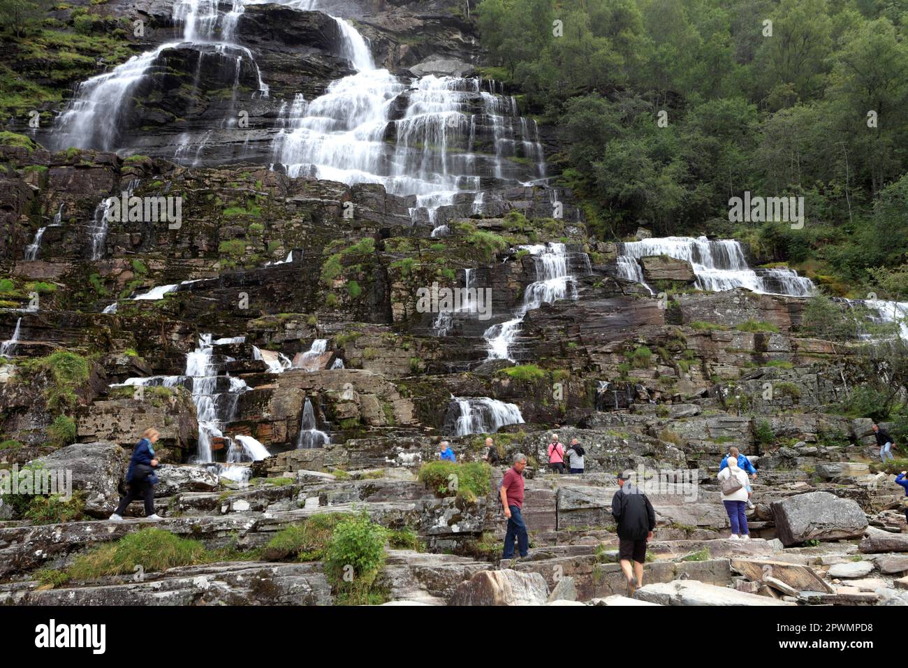 Tvindefossen waterfall; also called Trollafossen, near Voss town ...