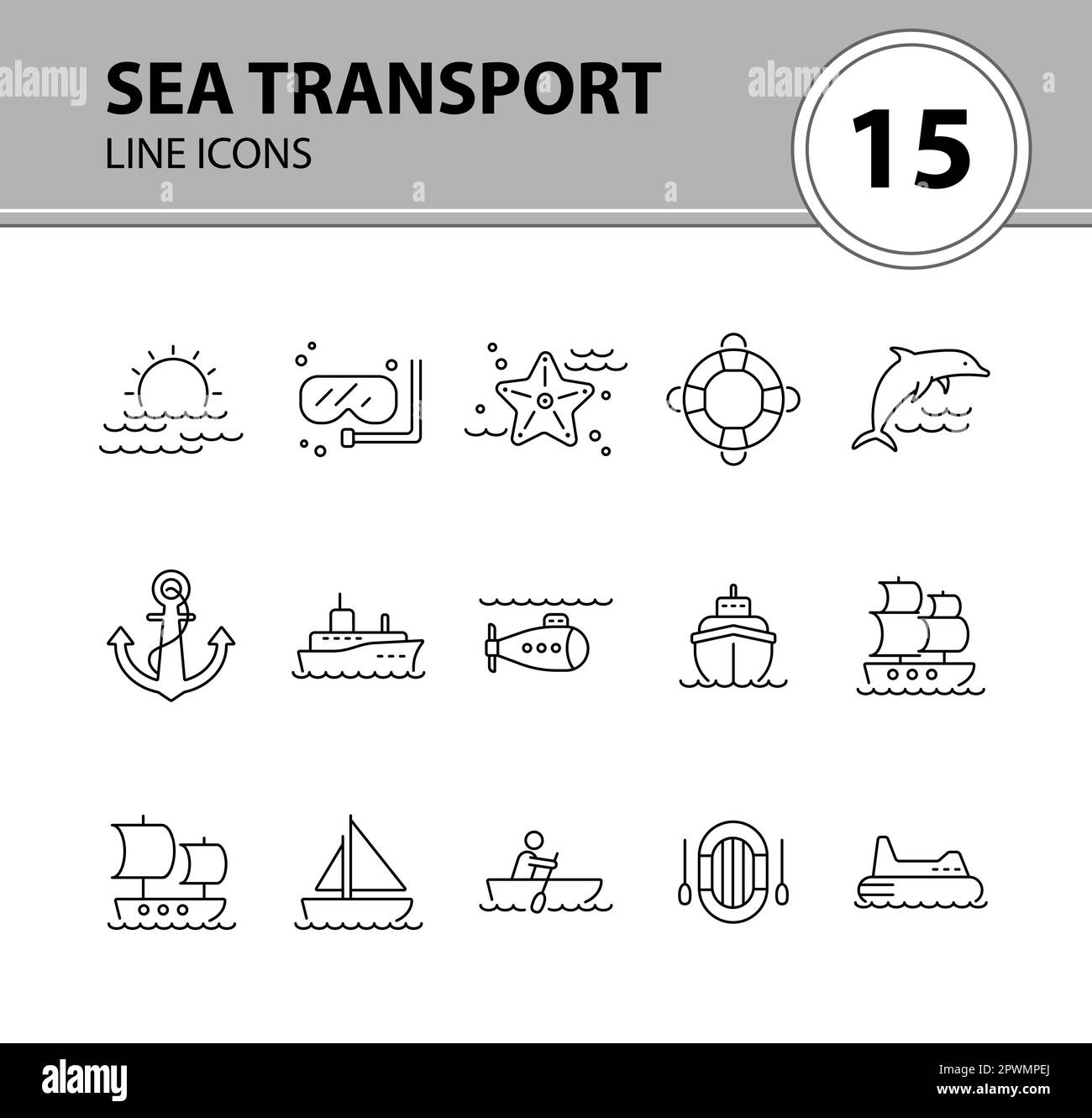 Sea transport line icon set Stock Vector Image & Art - Alamy