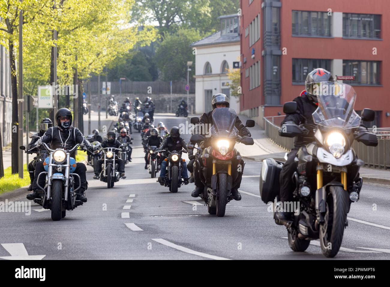 Erfurt, Germany. 01st May, 2023. Motorcyclists will set off on a ride ...