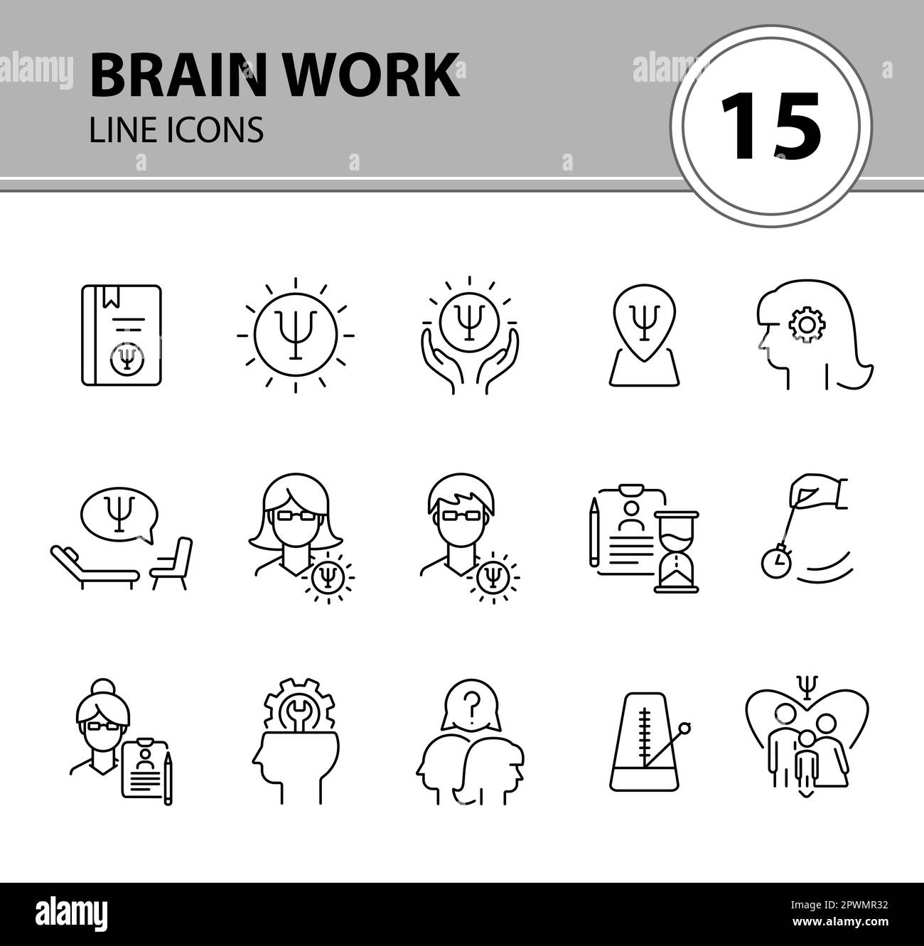 Brain work line icon set Stock Vector Image & Art - Alamy
