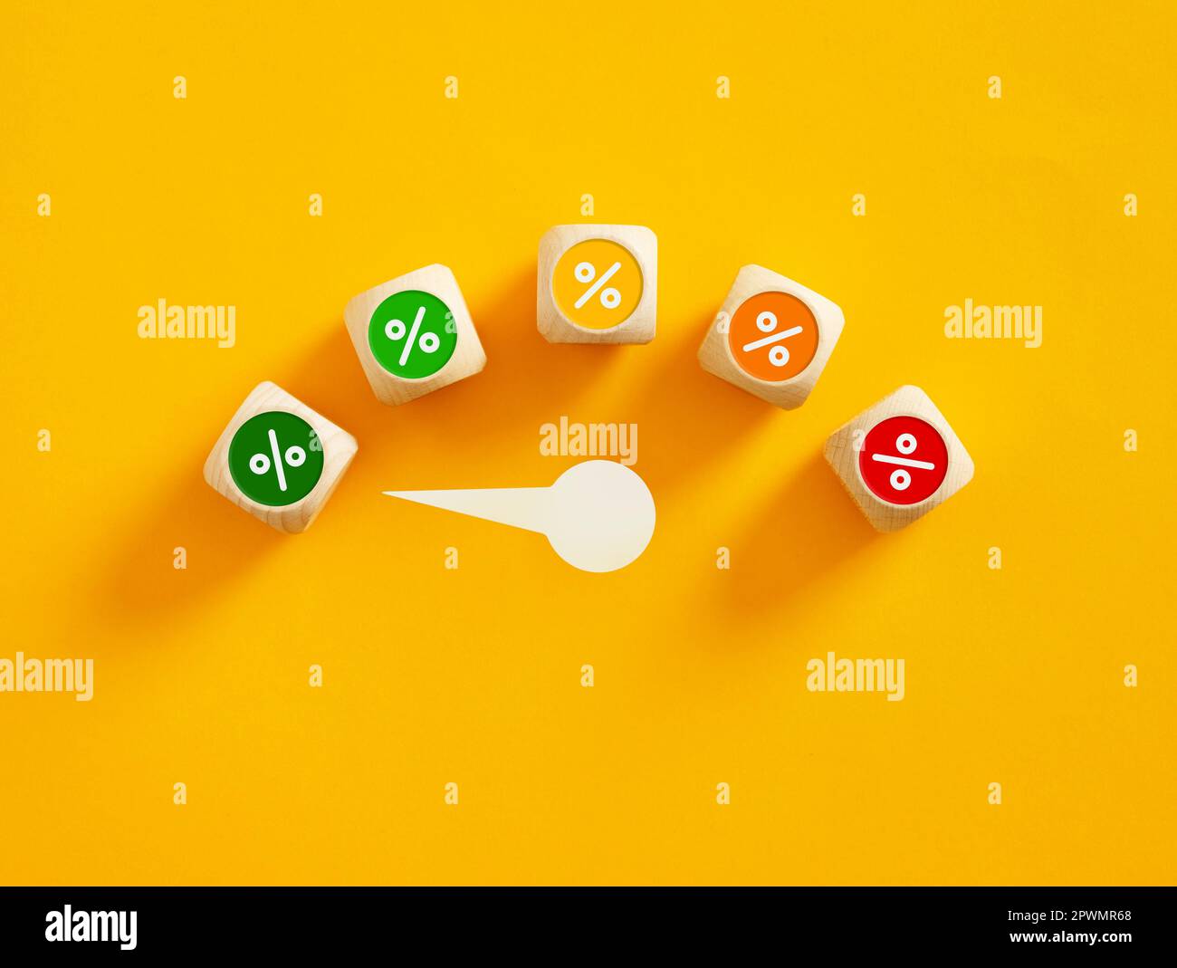 Speedometer with arrow indicating the lowest percentage of return ...