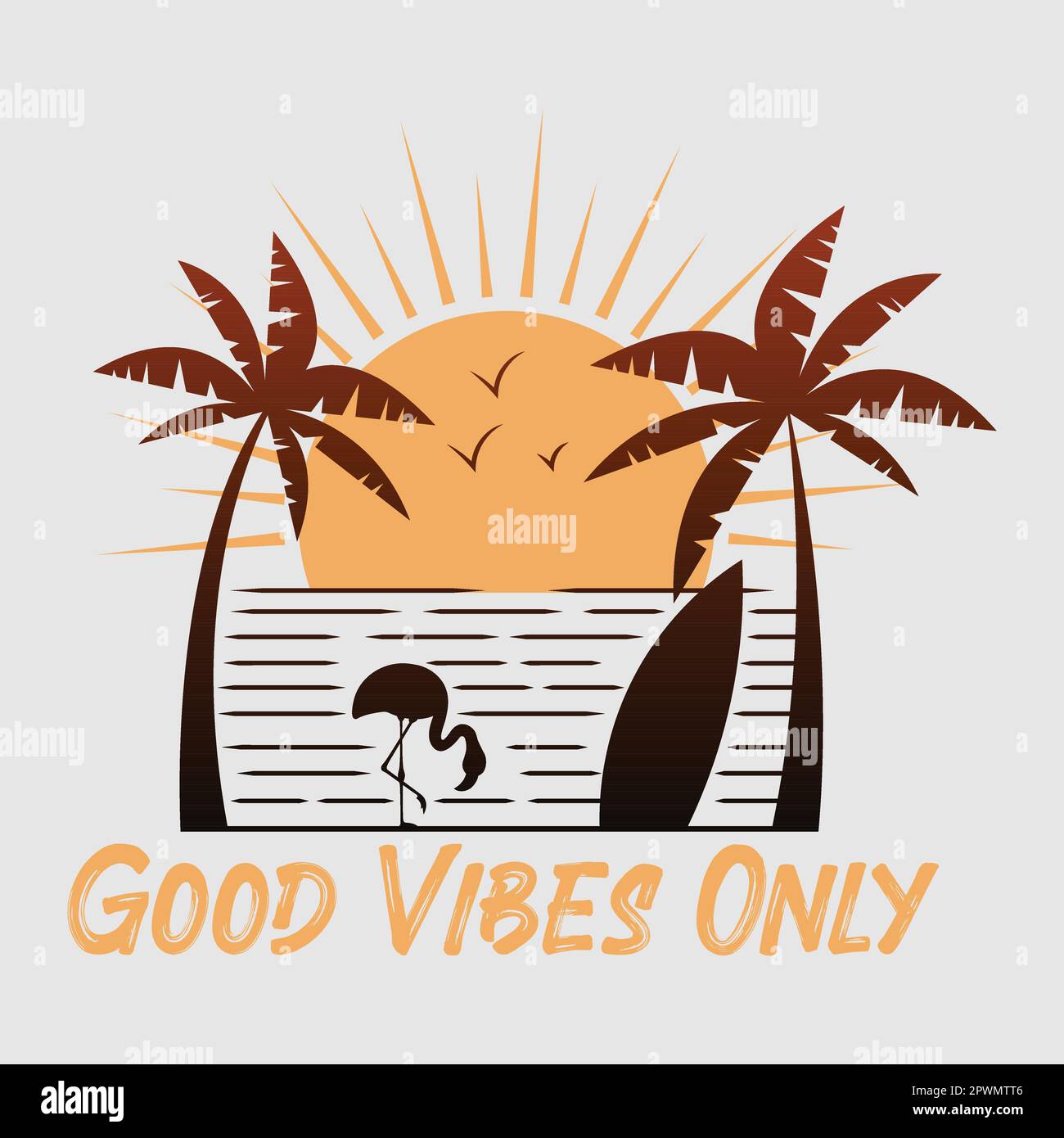 Good Vibes Only. Summer theme illustration. Editable, resizable, EPS 10 ...