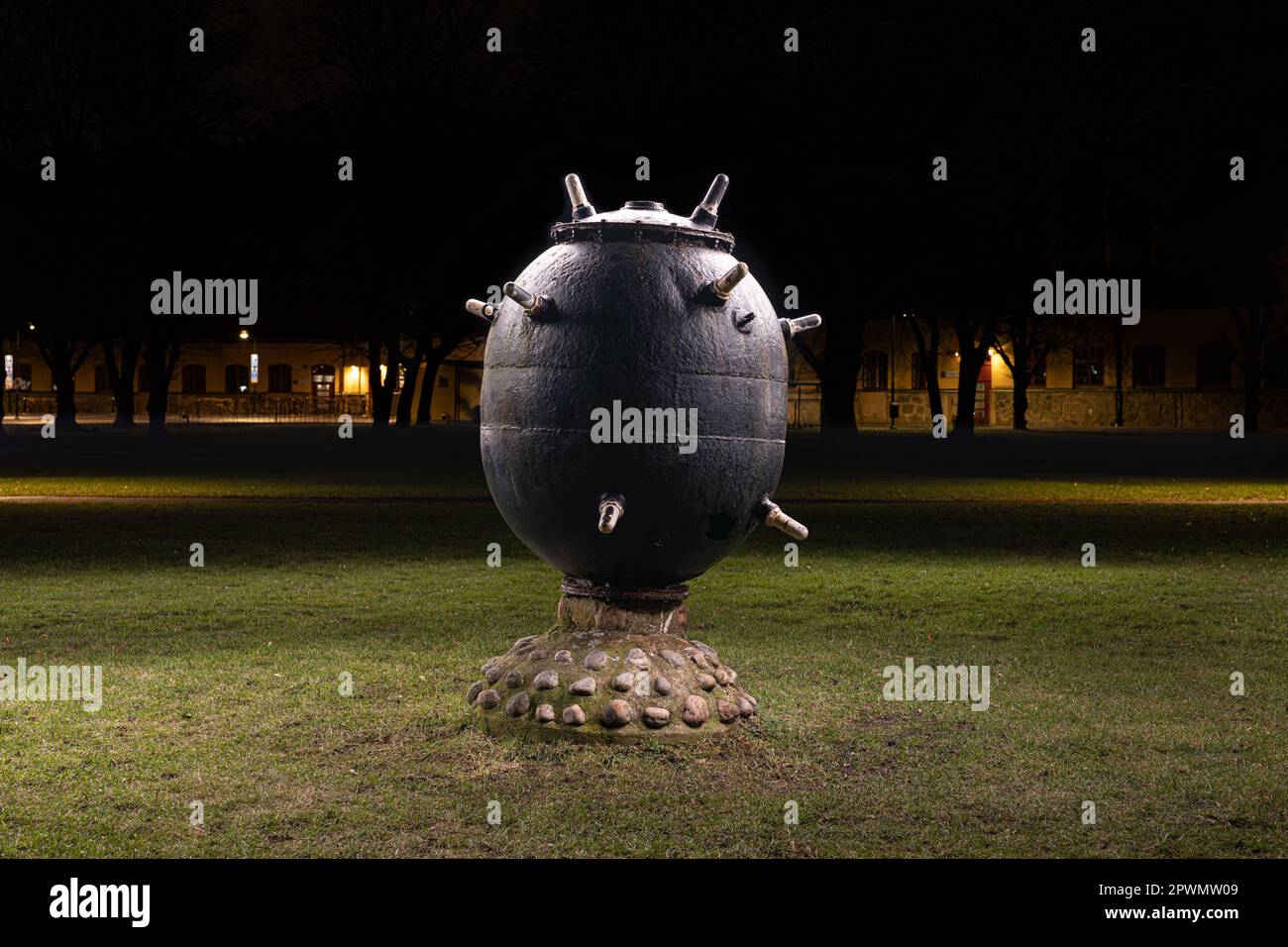 Old naval mine on display in a park Stock Photo - Alamy