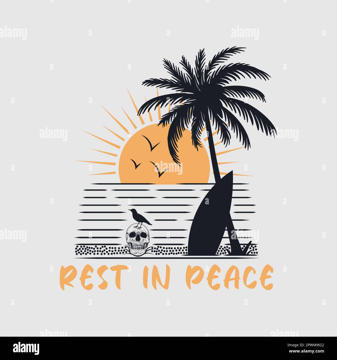 Rest in peace. Summer theme design illustration. Editable, resizable ...