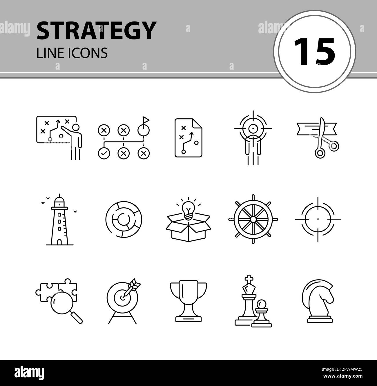 Strategy line icon set Stock Vector Image & Art - Alamy