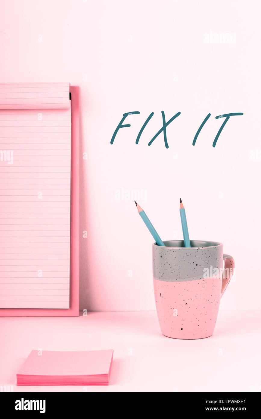 Text caption presenting Fix It, Business approach Fasten something ...