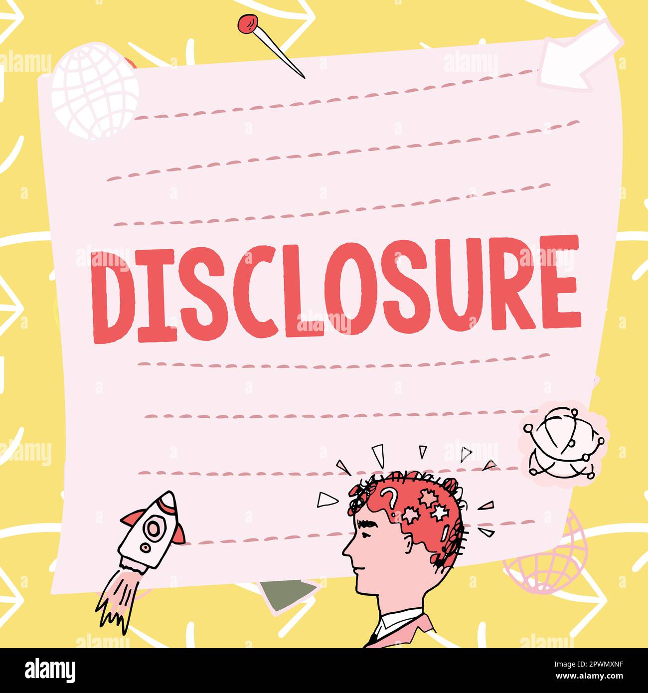 Text caption presenting Disclosure, Business concept The action of ...