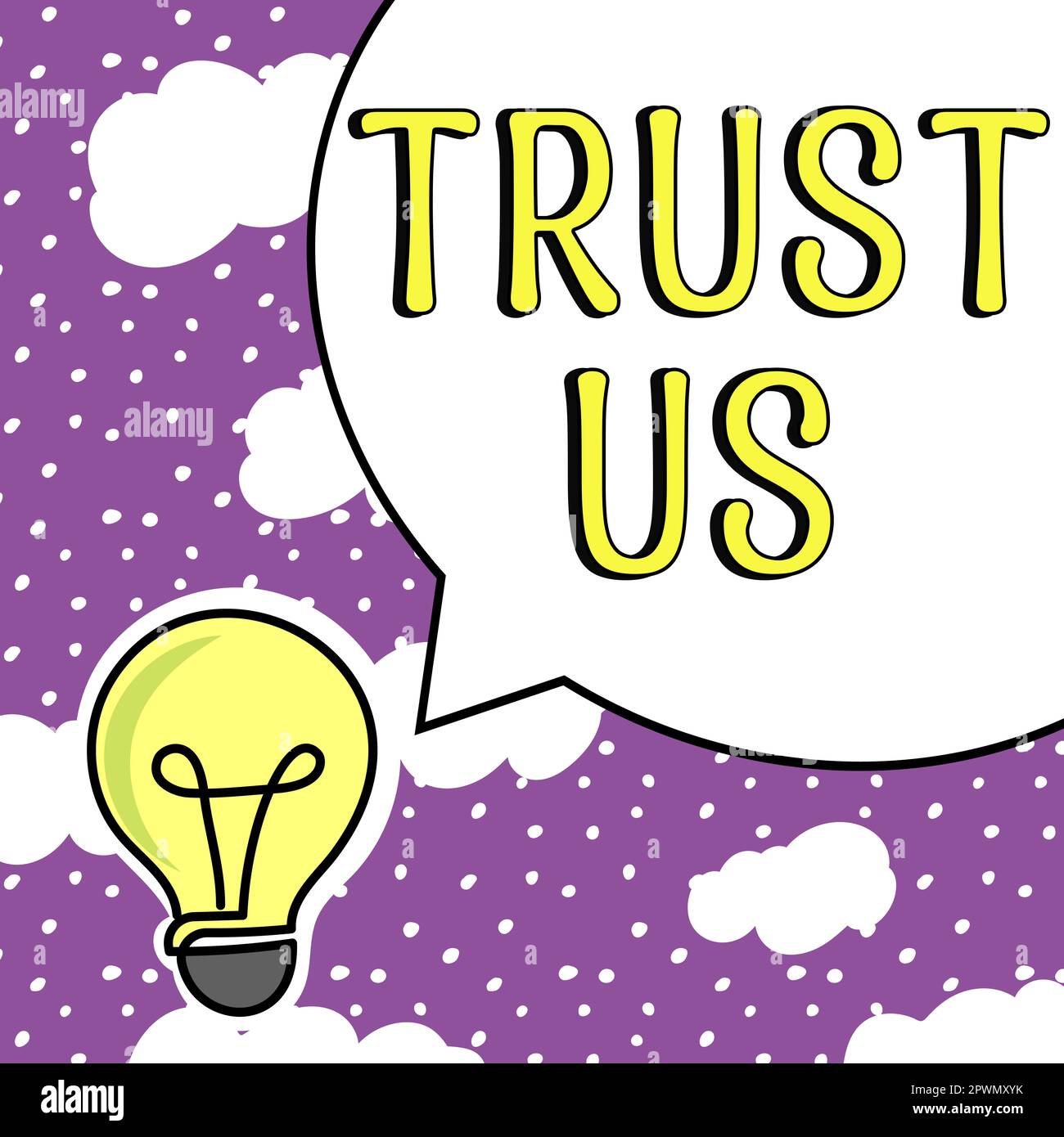 Handwriting text Trust Us, Concept meaning to believe that someone is ...