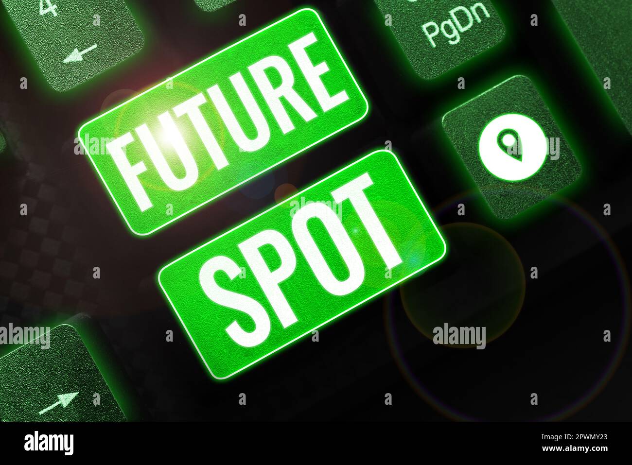 Sign displaying Future Spot, Concept meaning refers to an action that ...