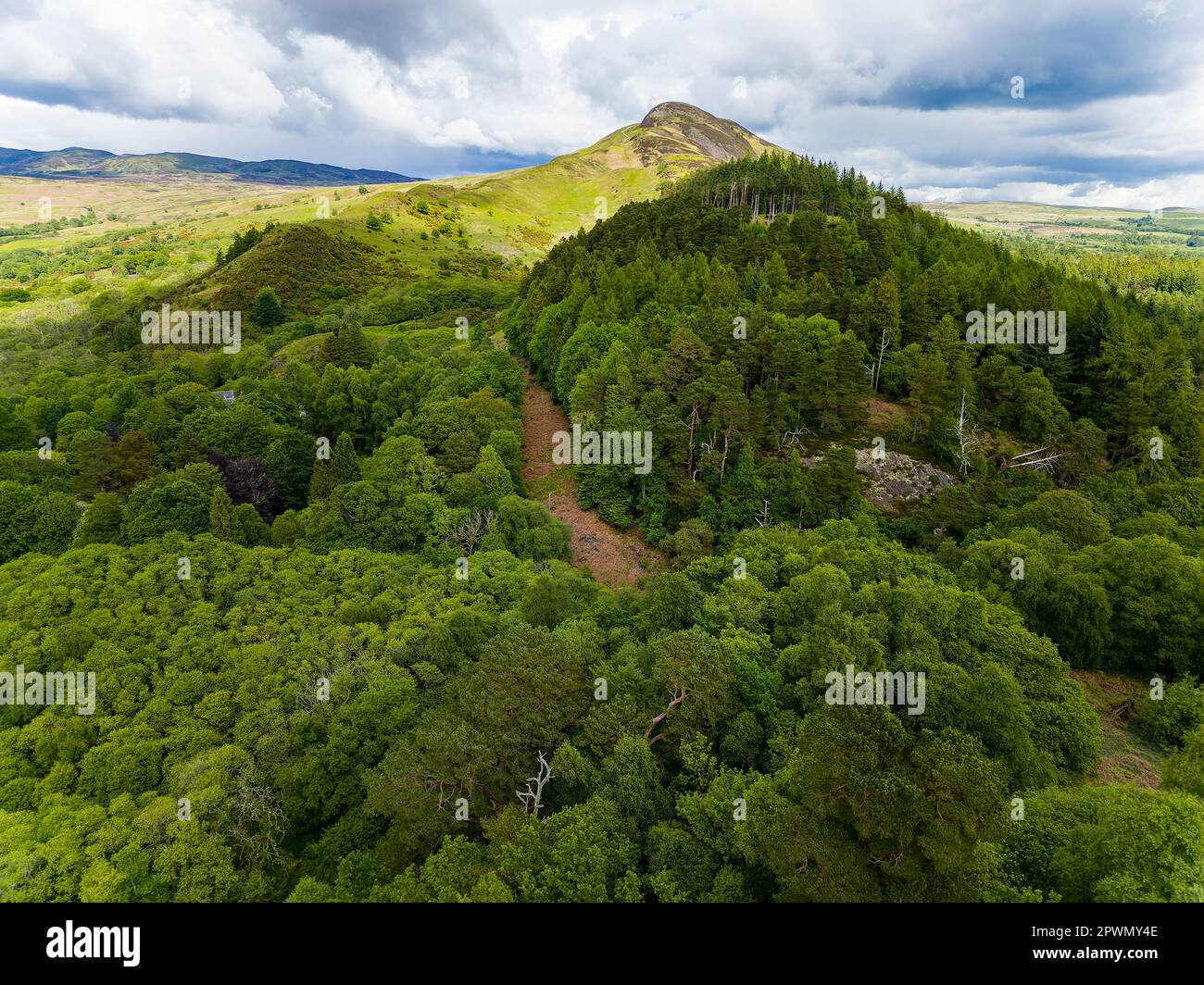 Aerial view of "Conic Hill" near the village of Balmaha on the shores ...