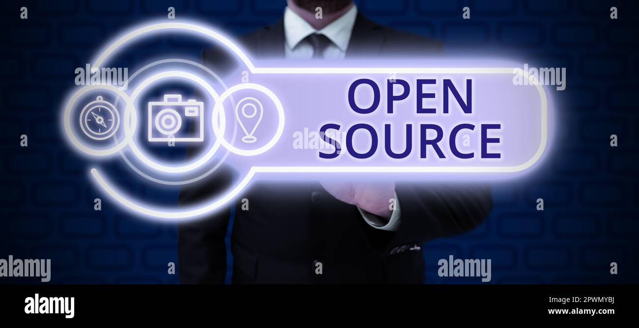 Inspiration showing sign Open Source, Business concept denoting software which original source ...