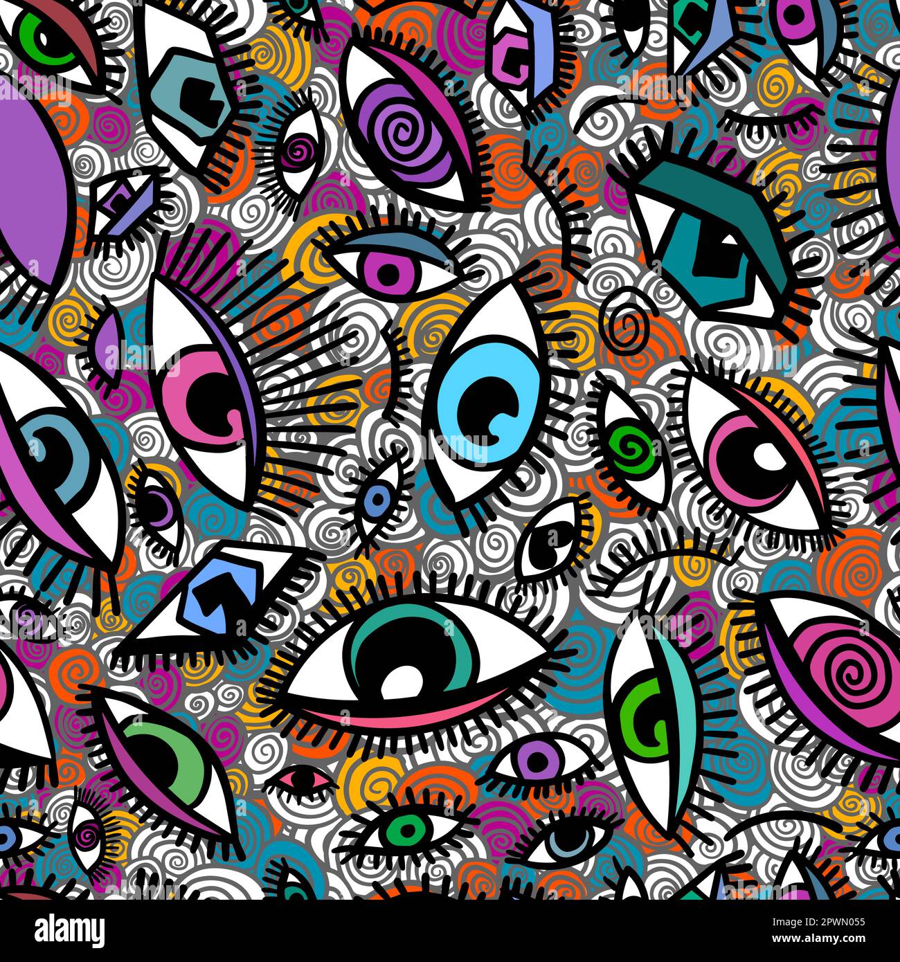 Bright seamless pattern with colorful eyes. Texture background ...