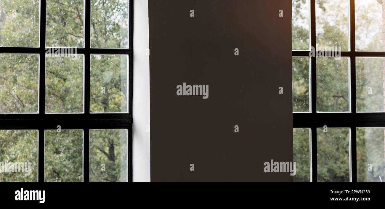 antique windows looking out into a garden. old windows of house Stock ...