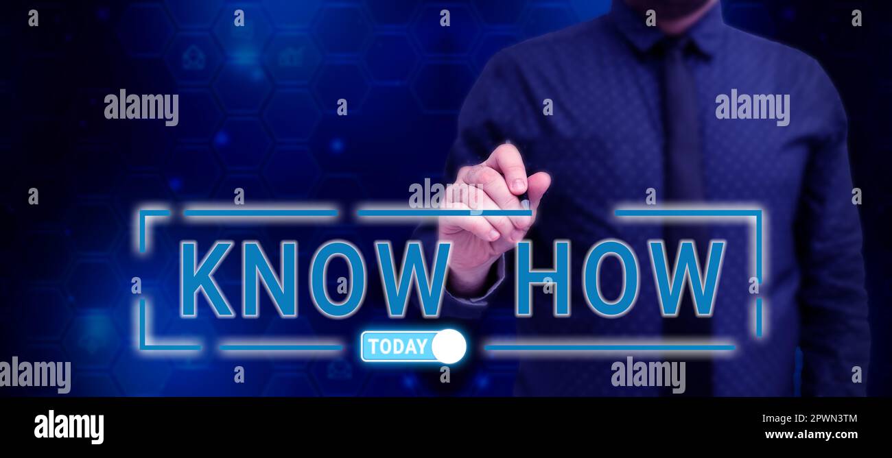 Sign displaying Know How, Word for The process to learn of doing things ...