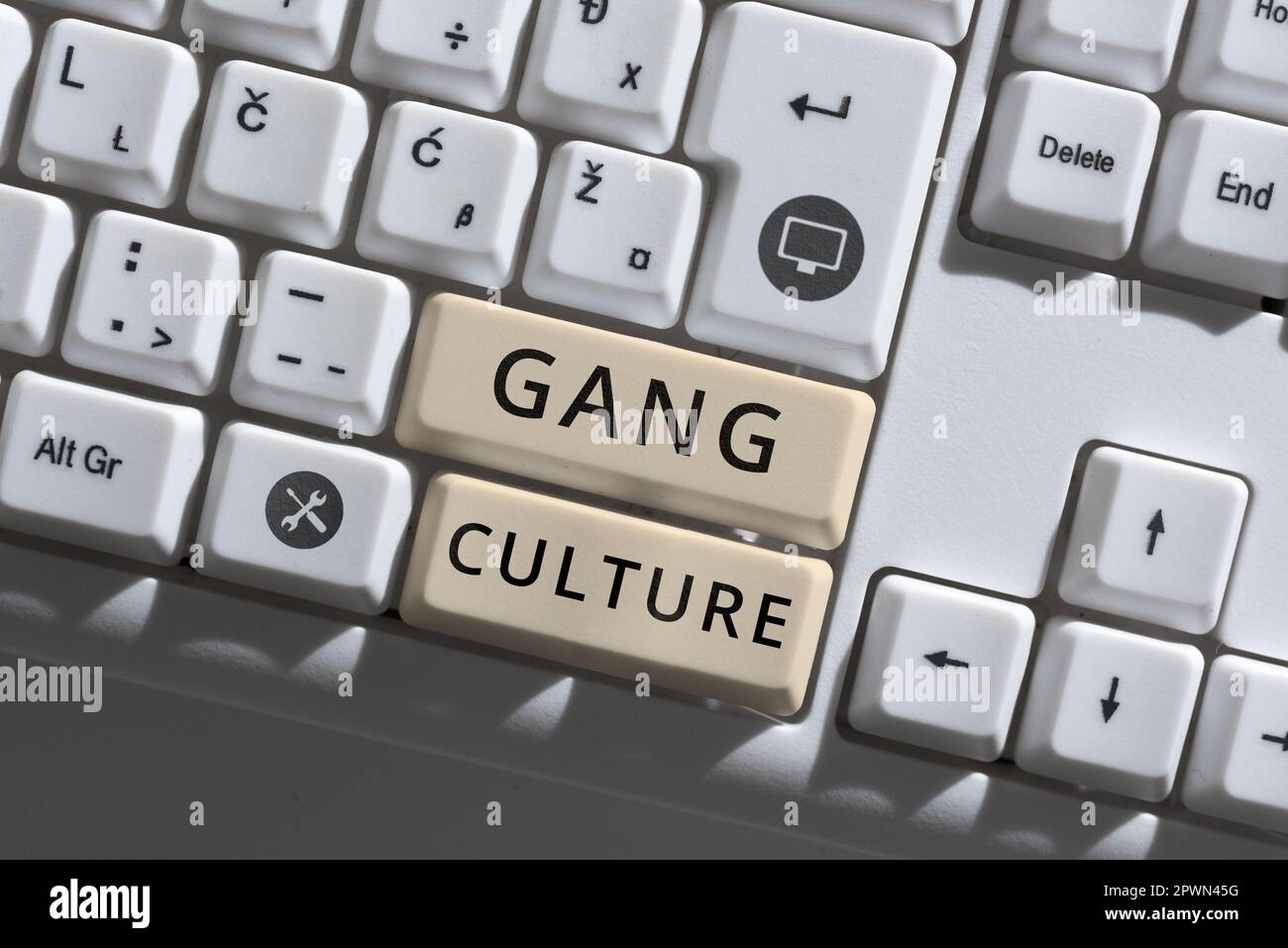 Hand writing sign Gang Culture, Business showcase particular ...