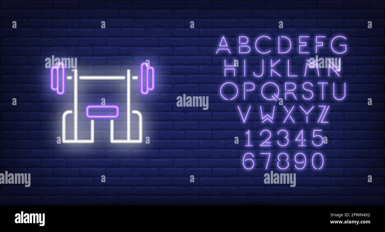 Bench with barbell neon sign Stock Vector Image & Art - Alamy