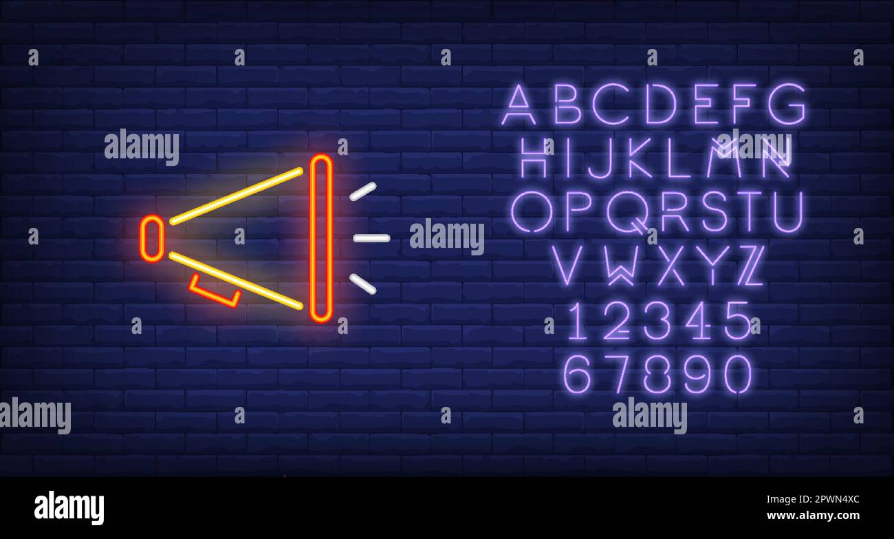 Loud speaker neon sign Stock Vector Image & Art - Alamy