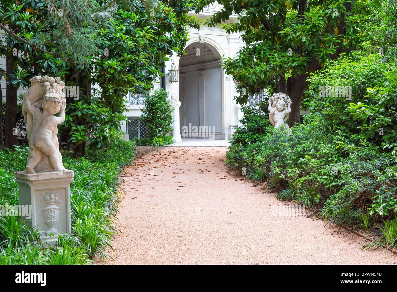 Milan, Italy - Circa June 2021: Italian Villa entrance with garden ...