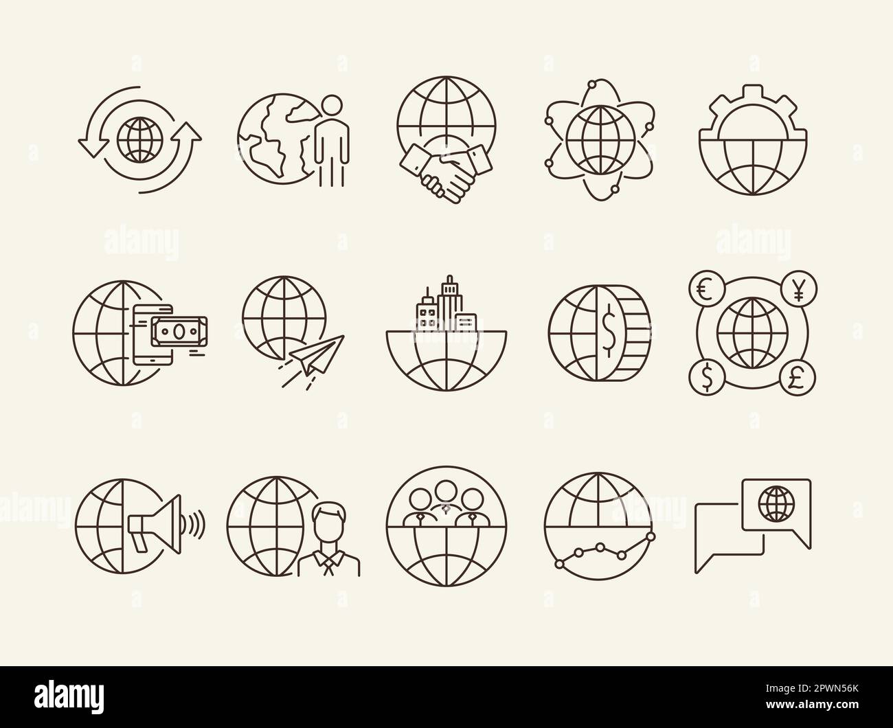Intercontinental business line icon set Stock Vector Image & Art - Alamy