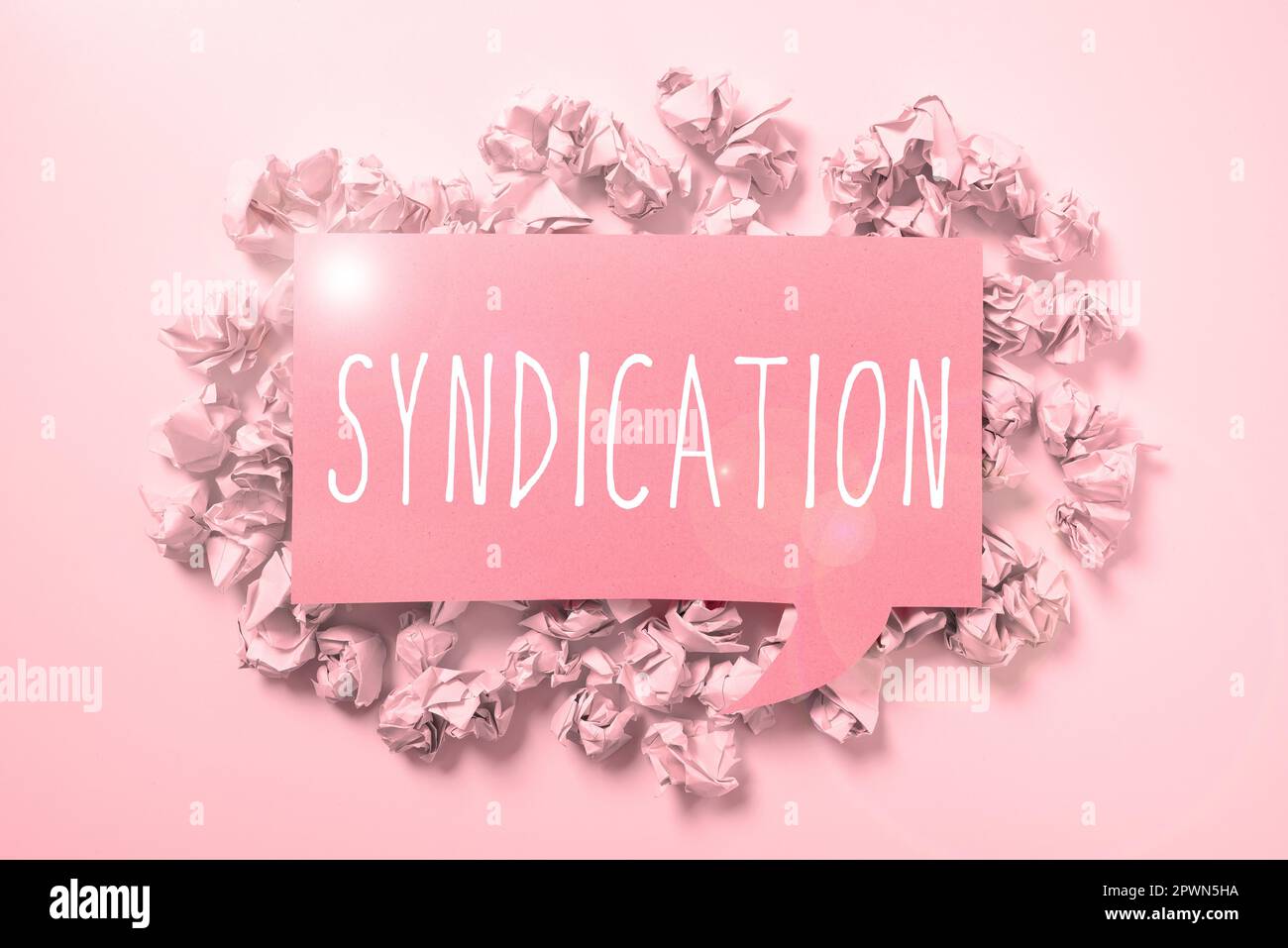 Text caption presenting Syndication, Business showcase the transfer of ...