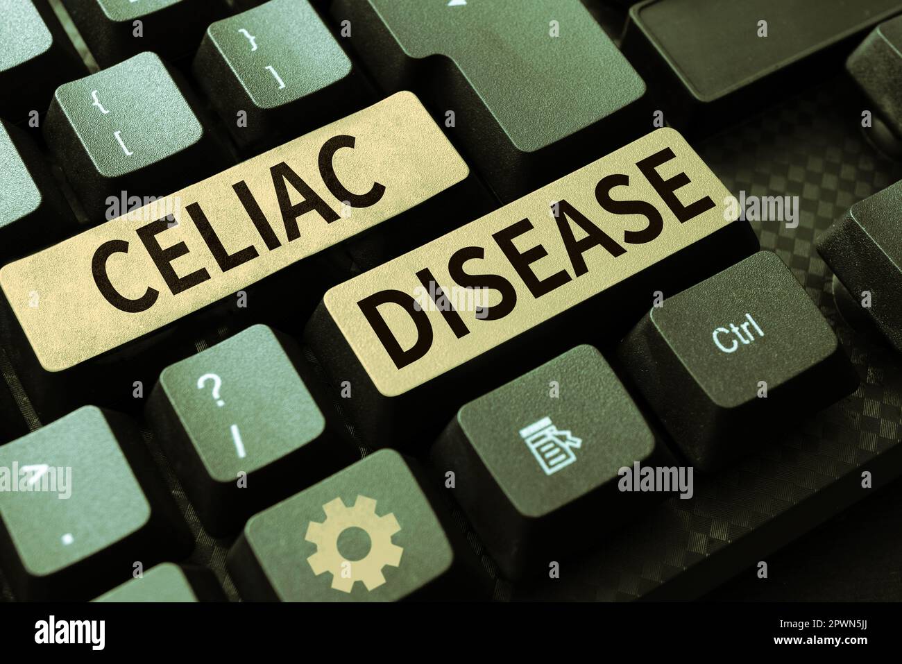 Hand writing sign Celiac Disease, Concept meaning Small intestine is ...