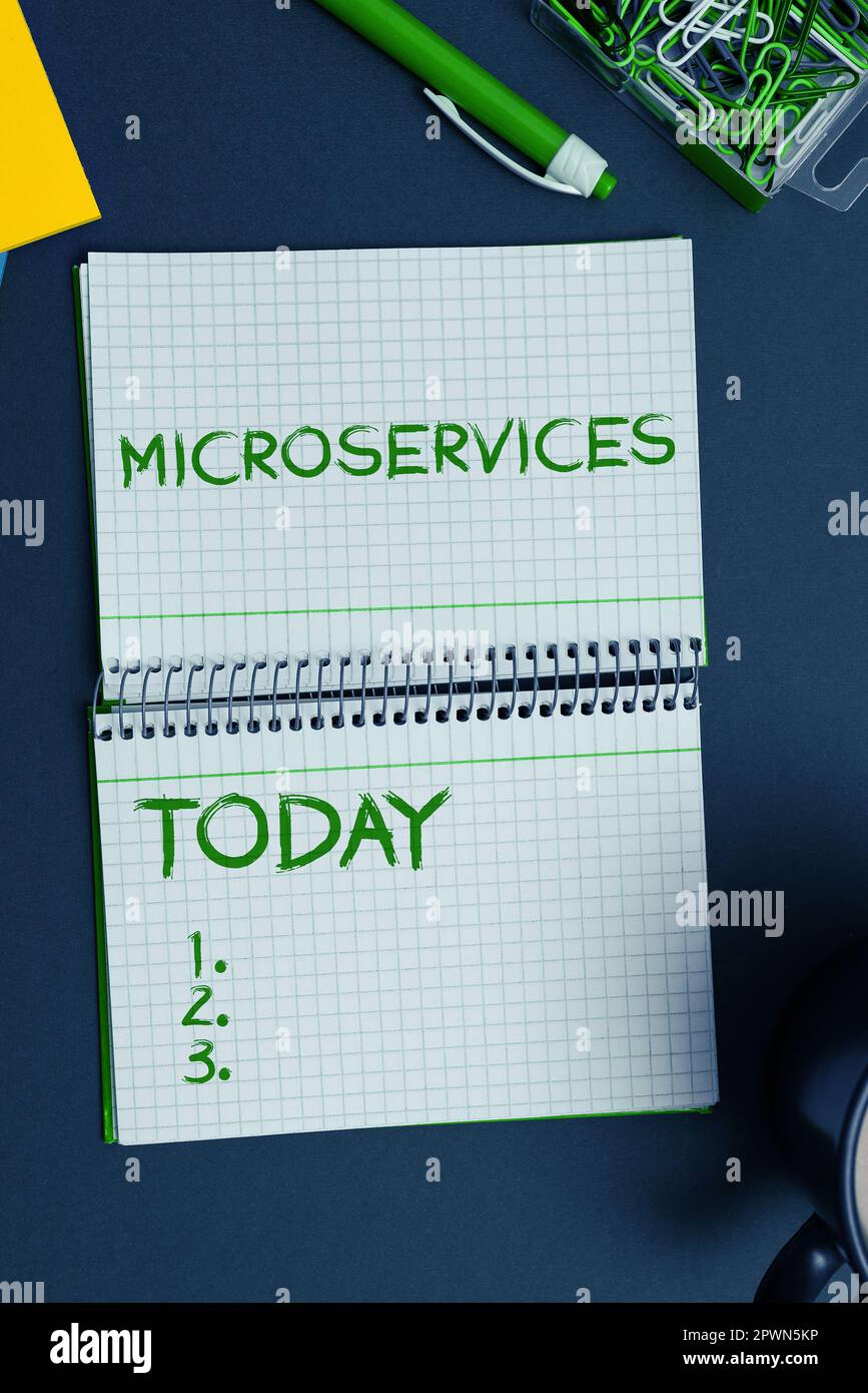 Text Caption Presenting Microservices Word Written On Software Development Technique Building