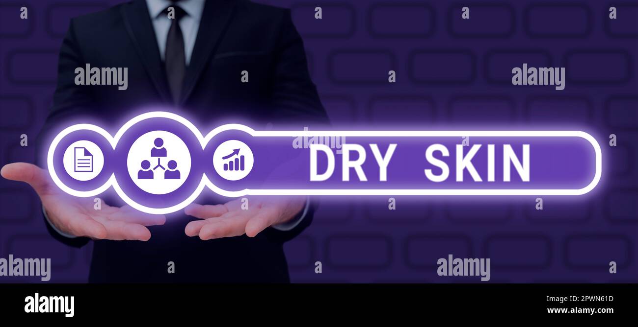 Text caption presenting Dry Skin, Business overview uncomfortable ...