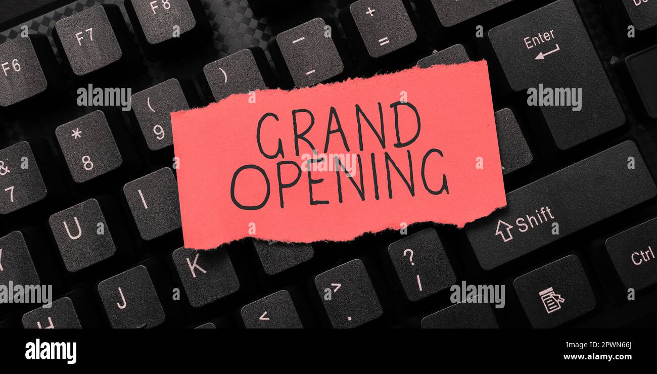 Inspiration showing sign Grand Opening, Word Written on Ribbon Cutting ...