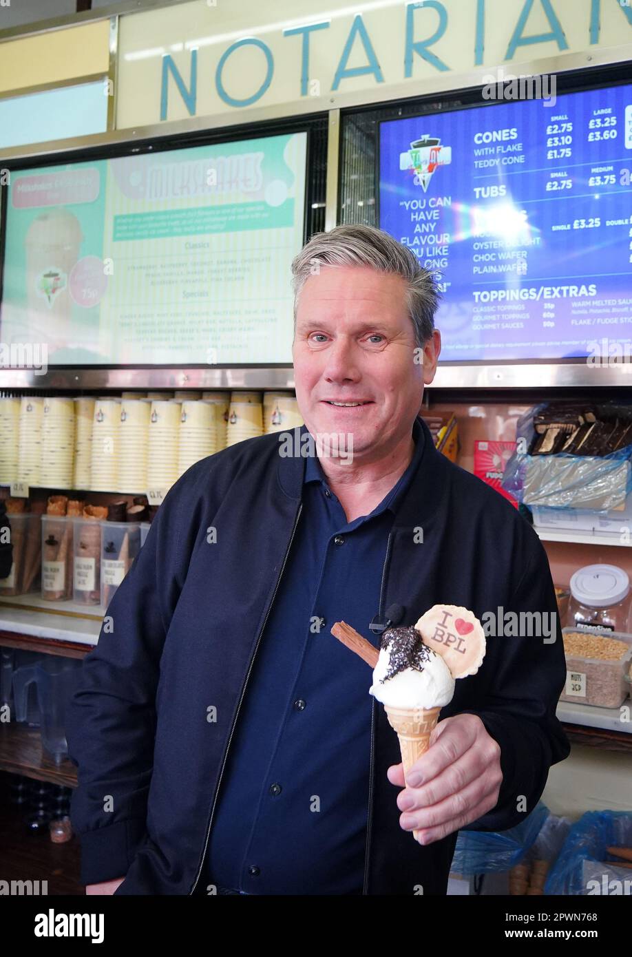 Labour Party leader Sir Keir Starmer with an ice cream at Notarianni ...