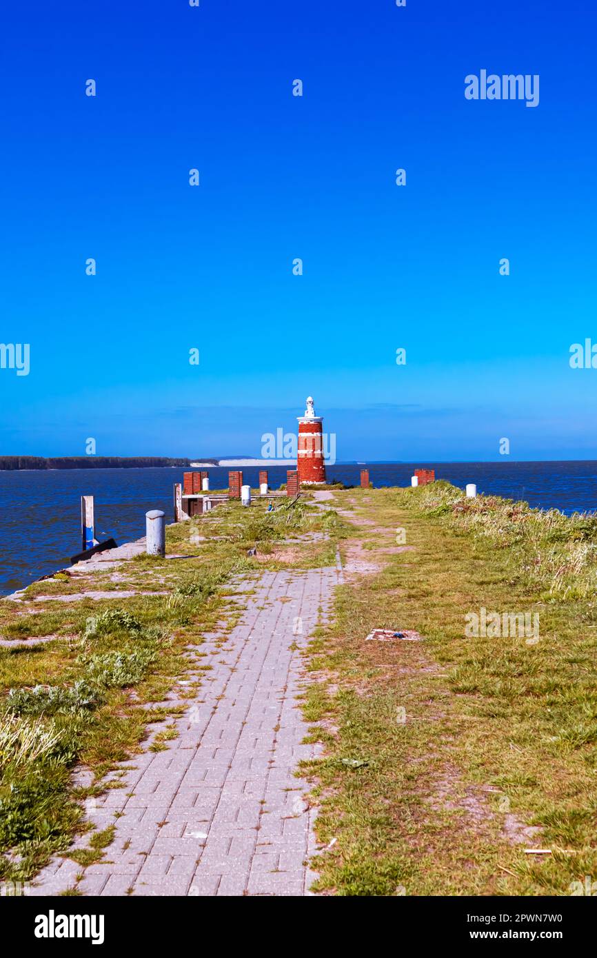 Old lighthouse in the Baltic Sea. Curonian Spit, Kaliningrad region ...