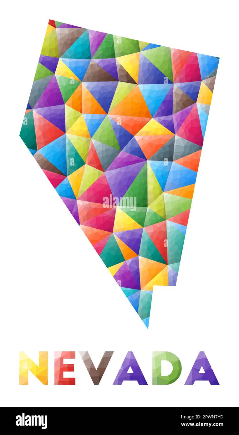 Nevada - colorful low poly US state shape. Multicolor geometric ...