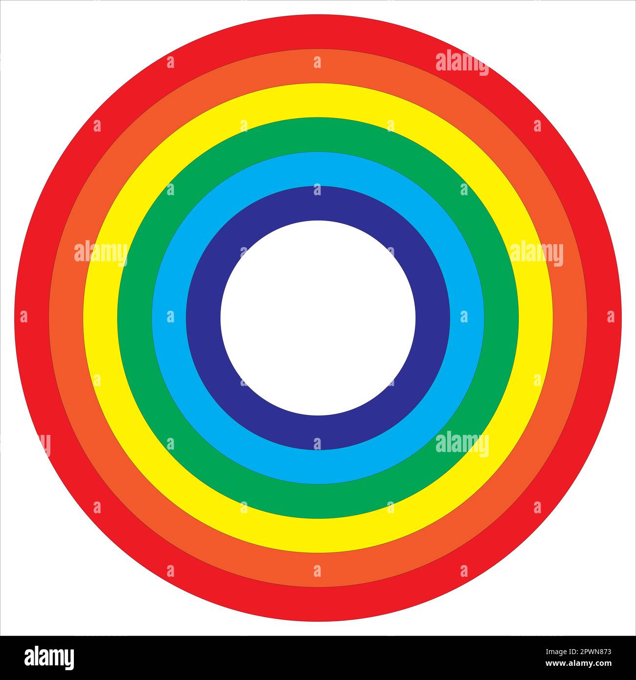 A series of circles set in the colors of the rainbow over a white ...