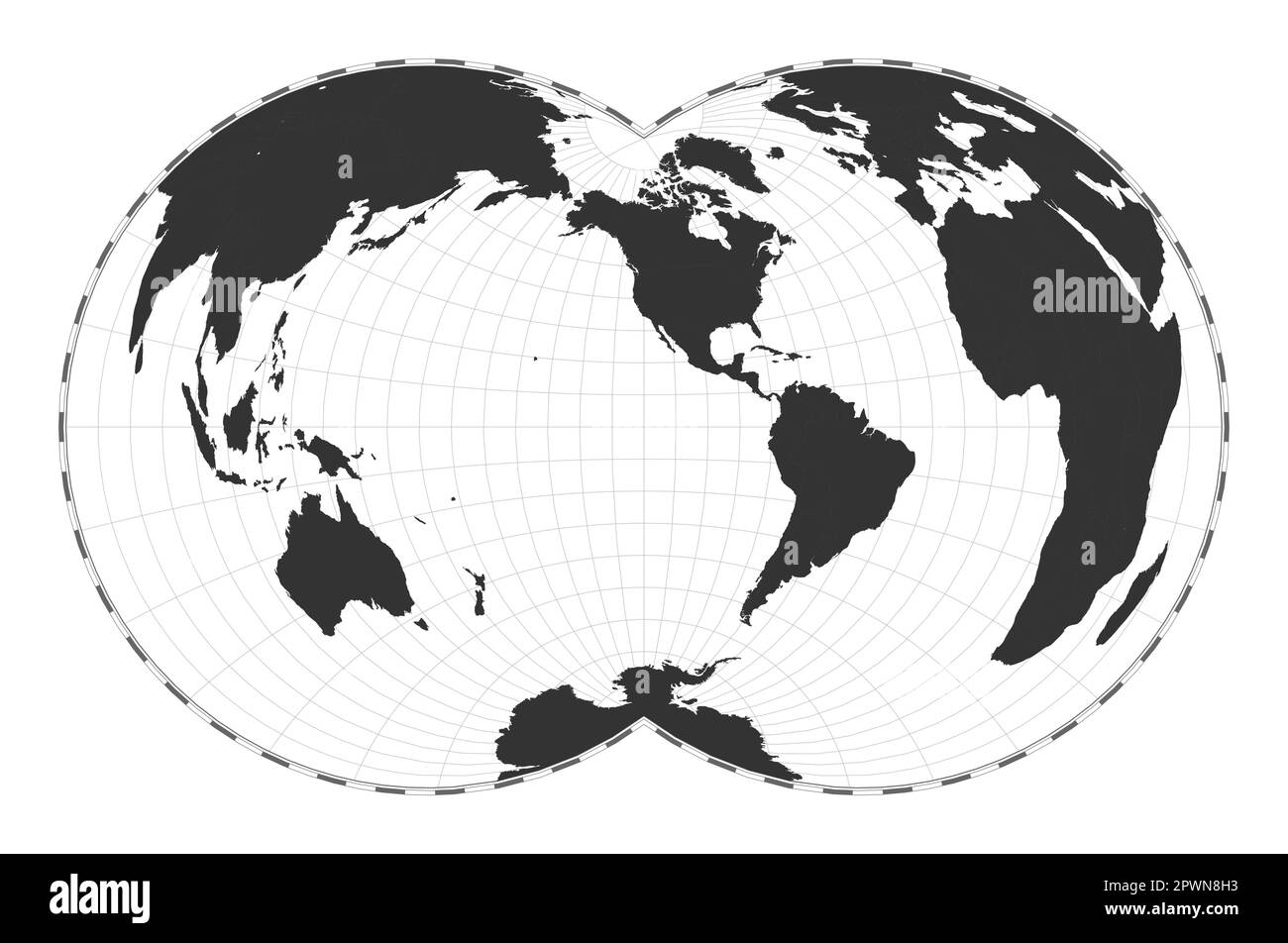Vector world map. Nicolosi globular projection. Plain world ...