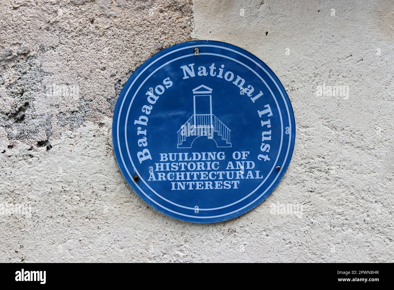 Barbados National Trust blue plaque on a Building of historical and ...
