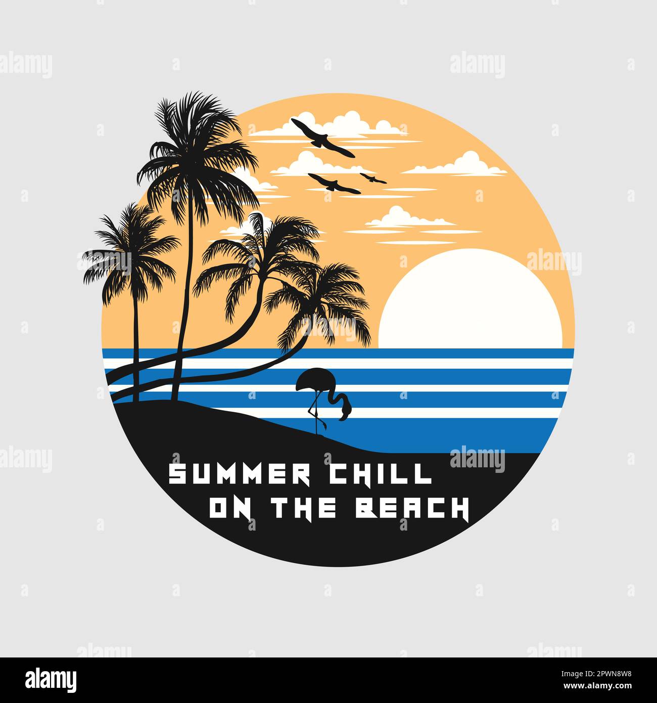 Summer chill on the beach artwork design. Editable, resizable, EPS 10 ...