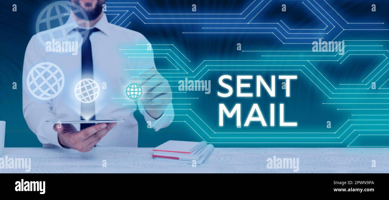 Handwriting text Sent Mail, Business overview Event where a letter to ...