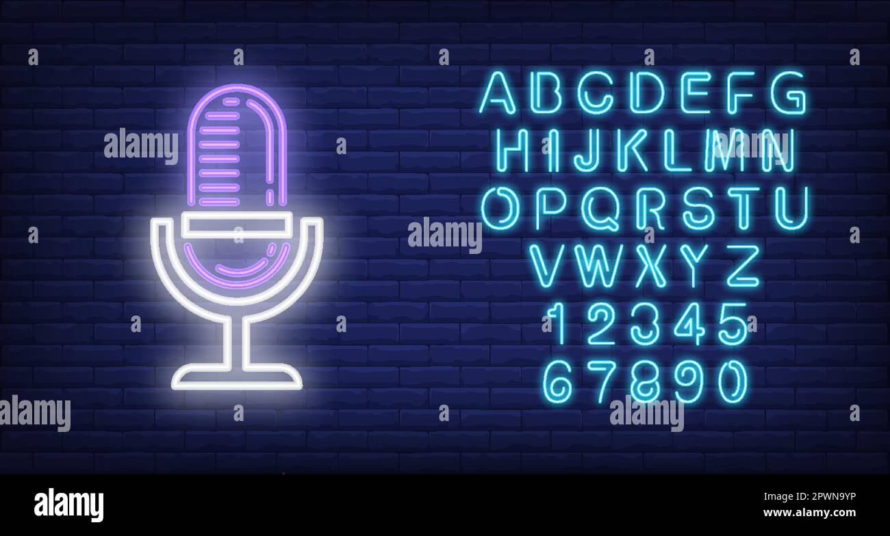 Microphone neon icon Stock Vector Image & Art - Alamy