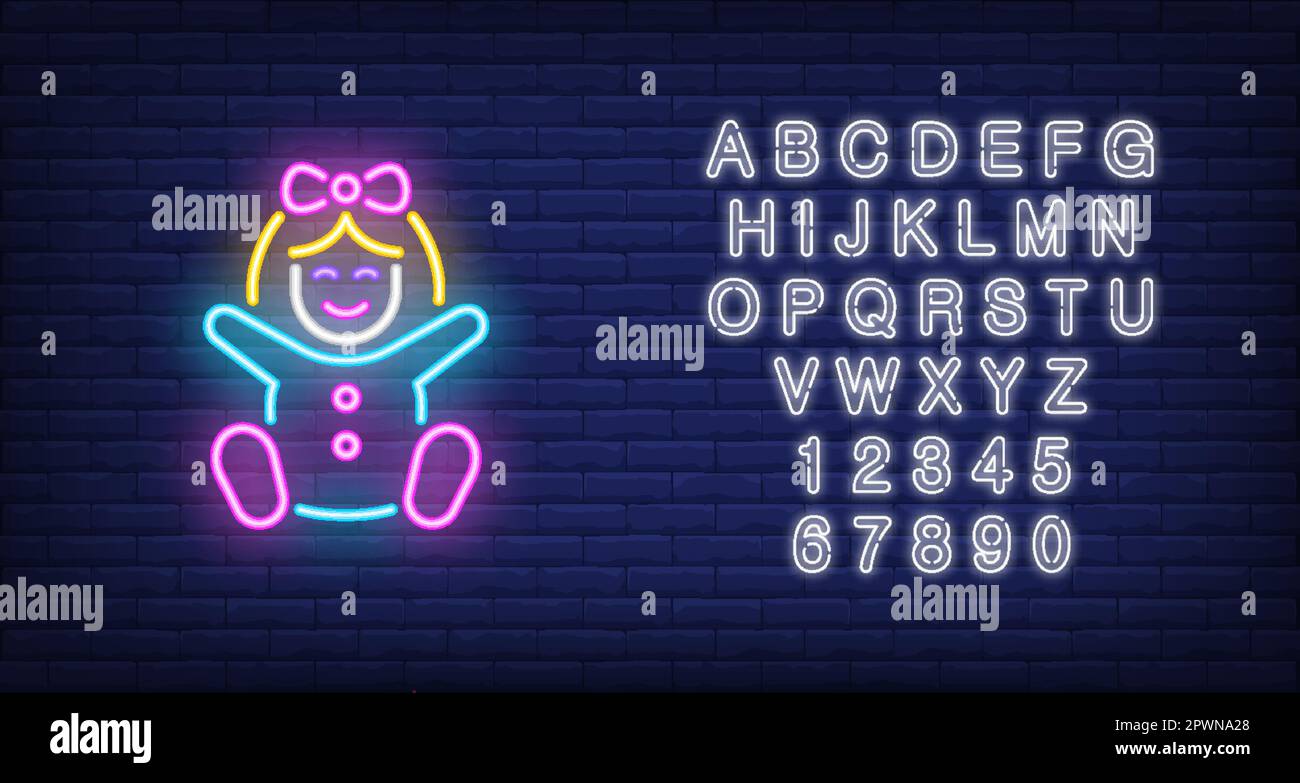 Colorful doll neon sign Stock Vector Image & Art - Alamy