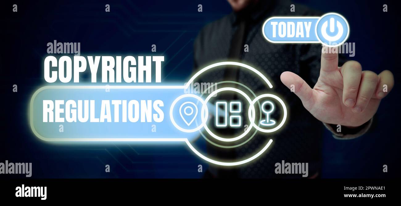 Writing displaying text Copyright Regulations, Business overview body ...