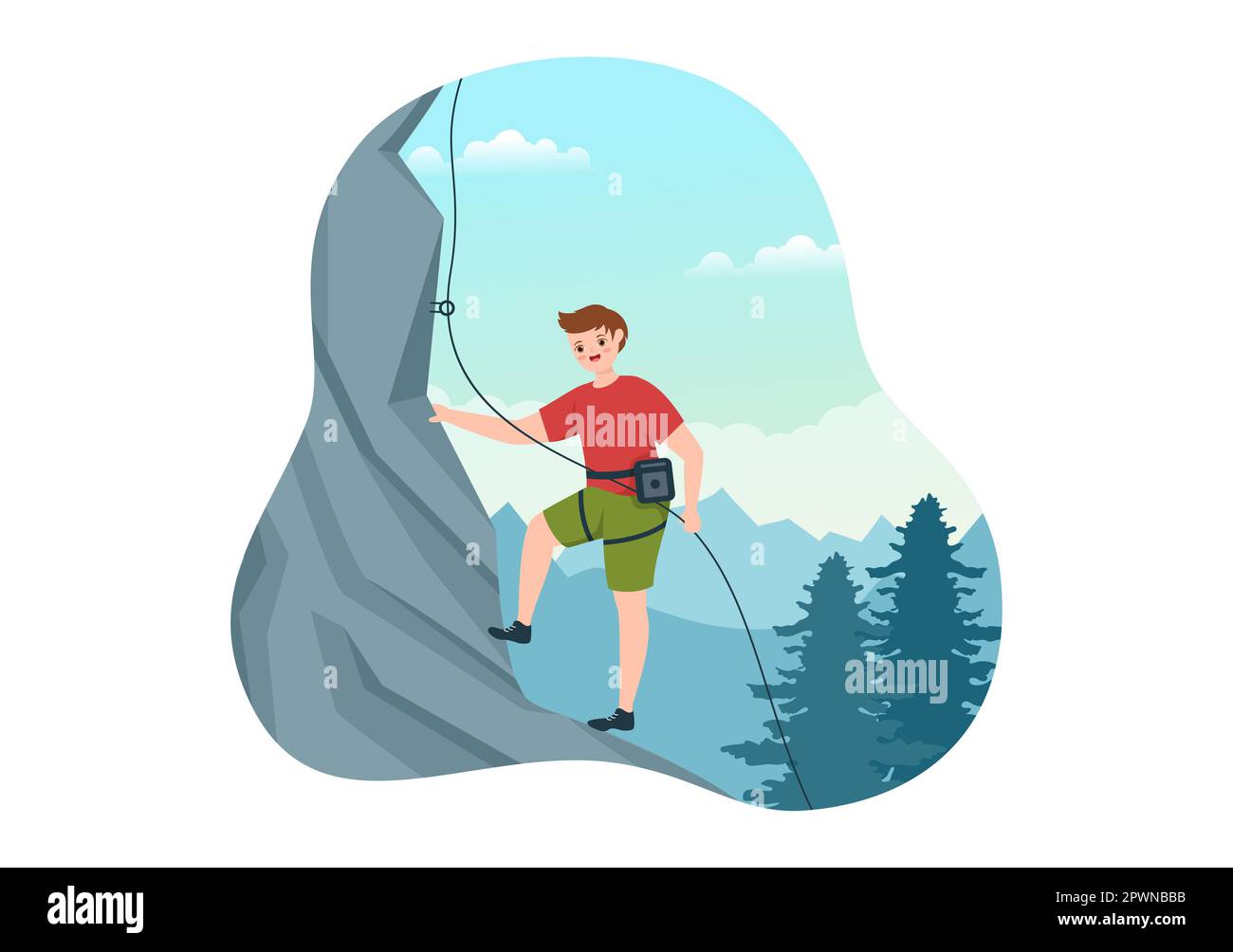 Cliff Climbing Illustration with Climber Climb Rock Wall or Mountain ...