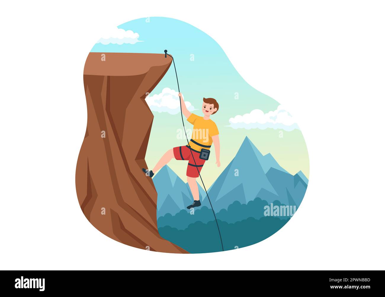 Cliff Climbing Illustration with Climber Climb Rock Wall or Mountain ...