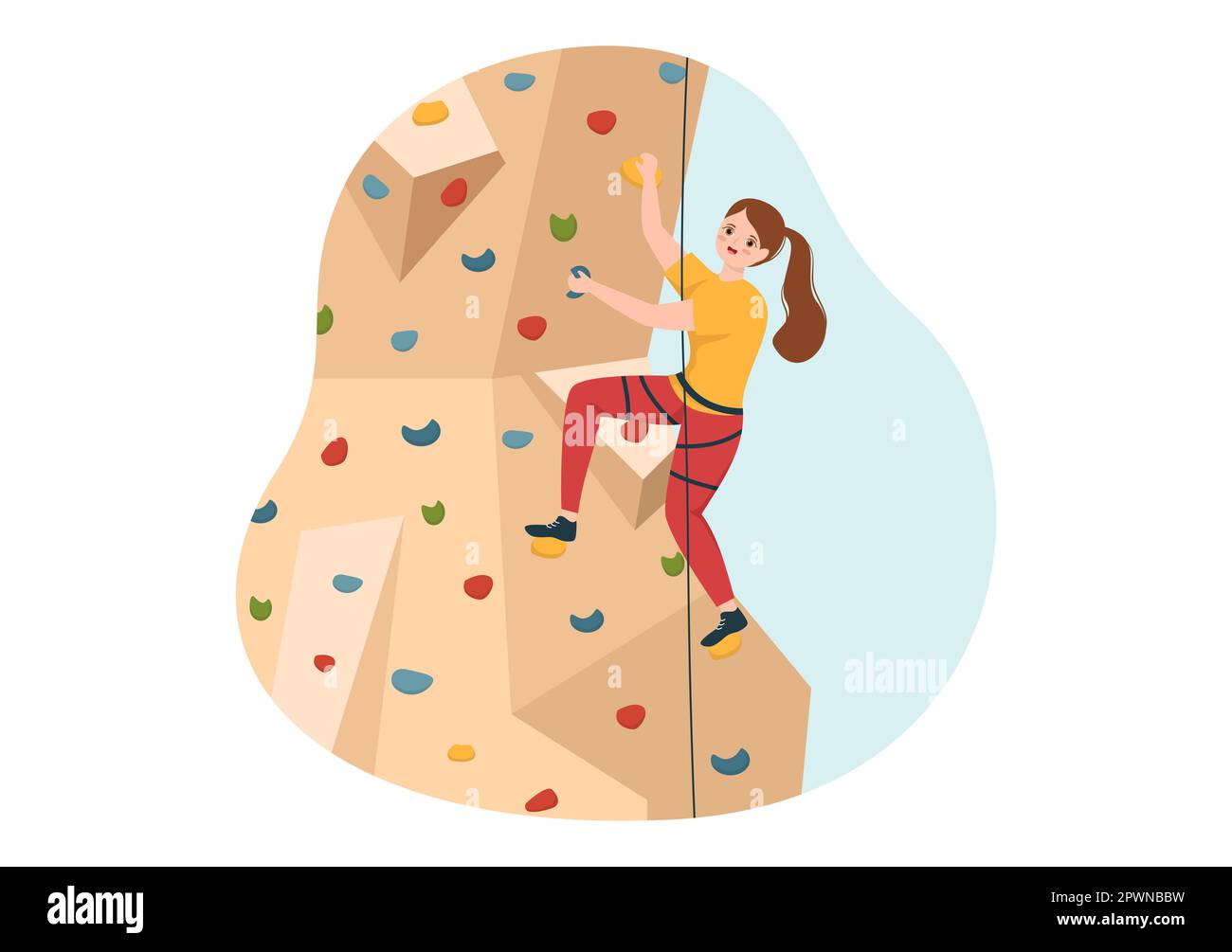 Cliff Climbing Illustration with Climber Climb Rock Wall or Mountain ...
