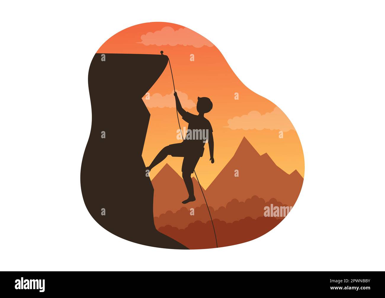 Cliff Climbing Illustration with Climber Climb Rock Wall or Mountain ...