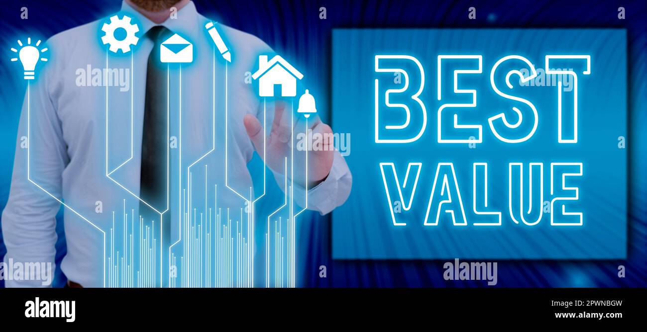 Text caption presenting Best Value, Internet Concept most advantageous ...