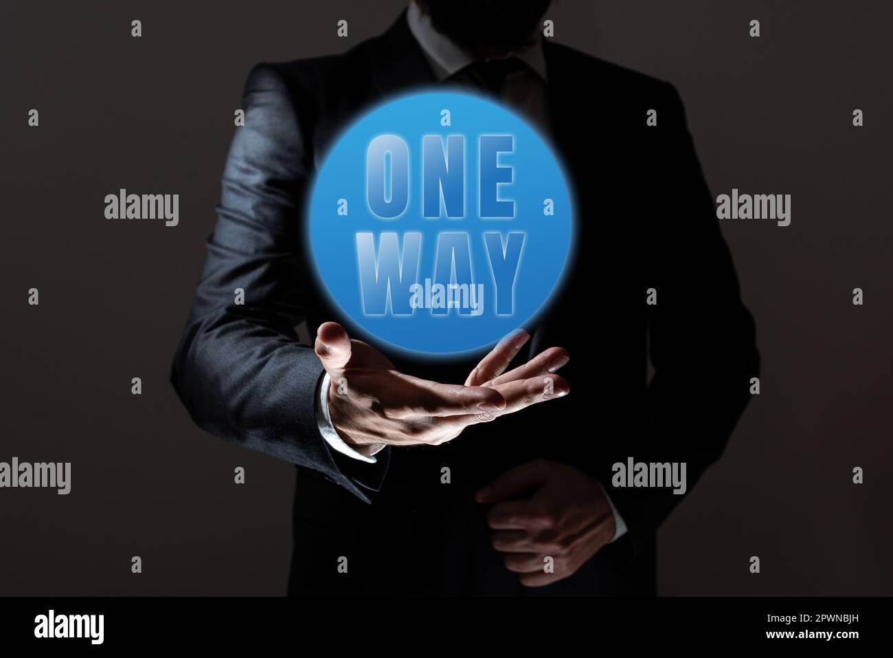 Text caption presenting One Way, Concept meaning Only direction Street ...