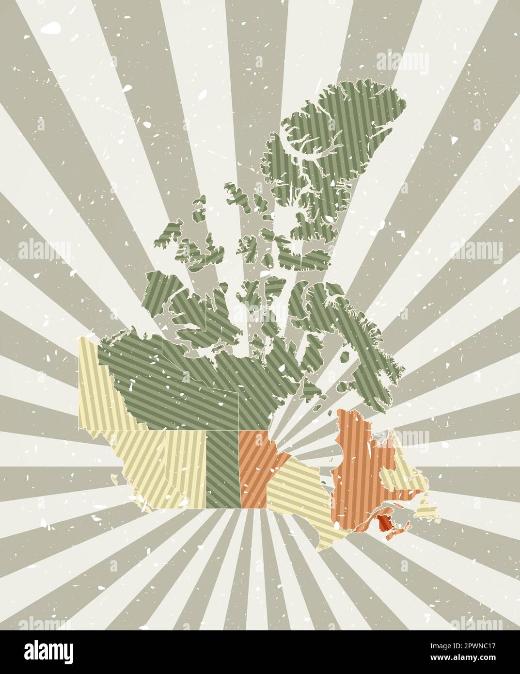 Canada vintage map. Grunge poster with map of the country in retro ...