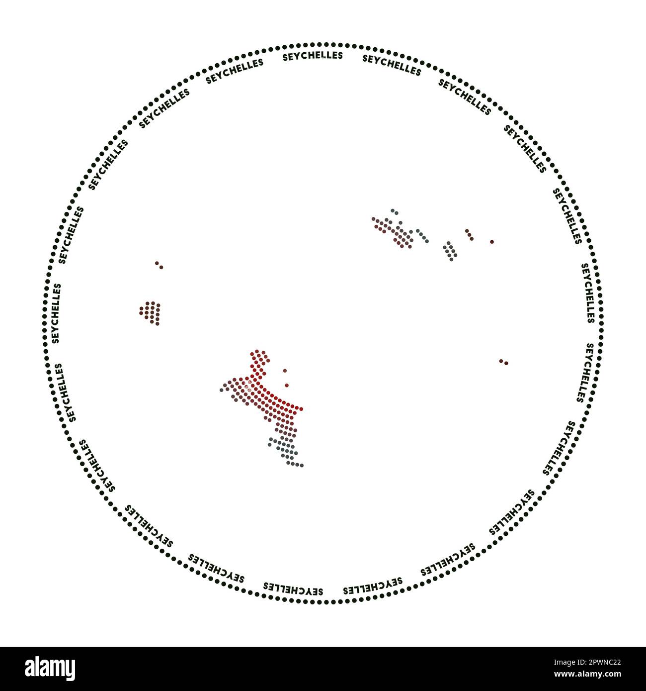 Seychelles round logo. Digital style shape of Seychelles in dotted ...