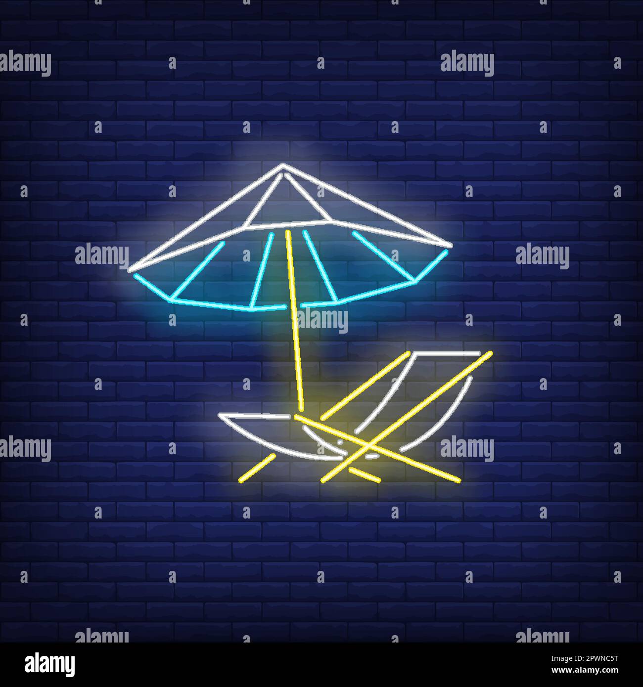 Beach umbrella and chaise longue neon sign Stock Vector Image & Art - Alamy